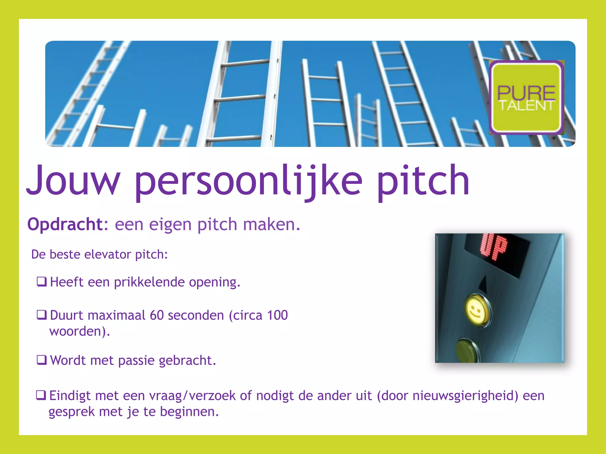 Presenteer jezelf in 1 minuut handout | PPT