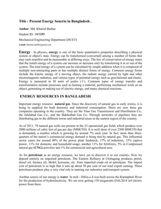 Present energy situation in Bangladesh | PDF