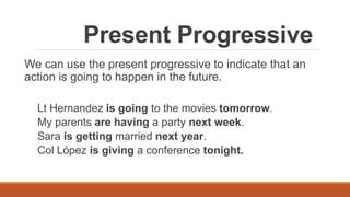 Intermediate Level Lesson 1 Presente progressive for future | PPTX