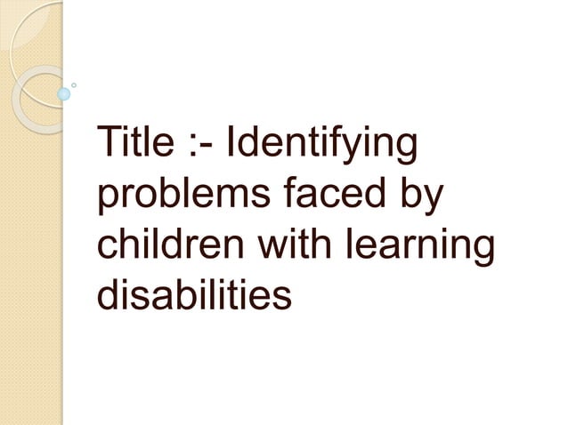 Special Education:- Learning disabilities | PPTX | Special Education ...