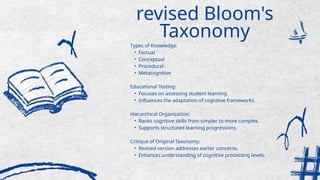 Classic and revised blooms taxonomy by rector domer | PPTX