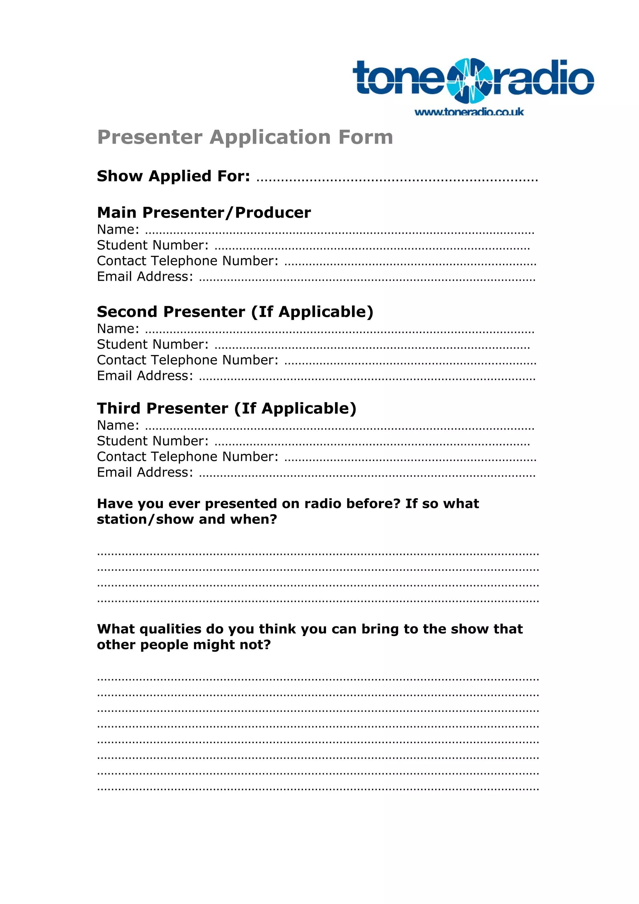 Presenter Application Form | PDF | Email | Internet