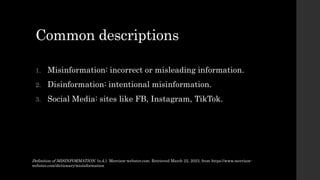Flierl, M. Mis-Information and dis-Information on Social Media: What ...
