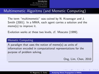 Analyzing Meme Propagation in Multimemetic Algorithms | PPT