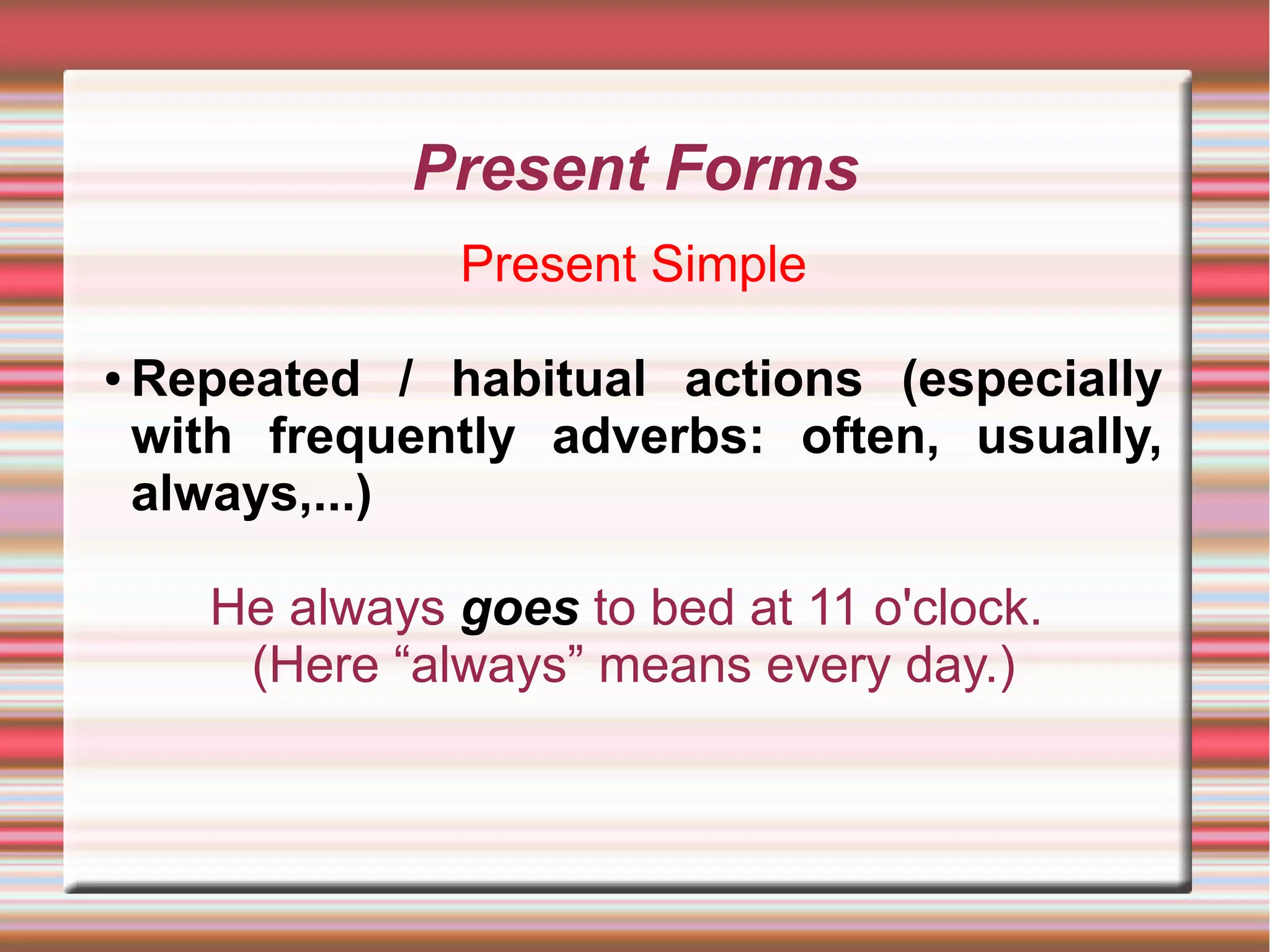 Present forms, Present Simple | PDF