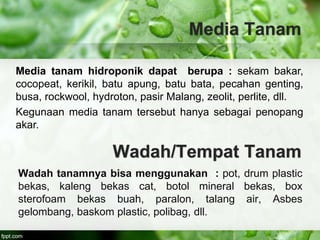 Hidroponik Menjadi Trend Urban Farming | PPTX