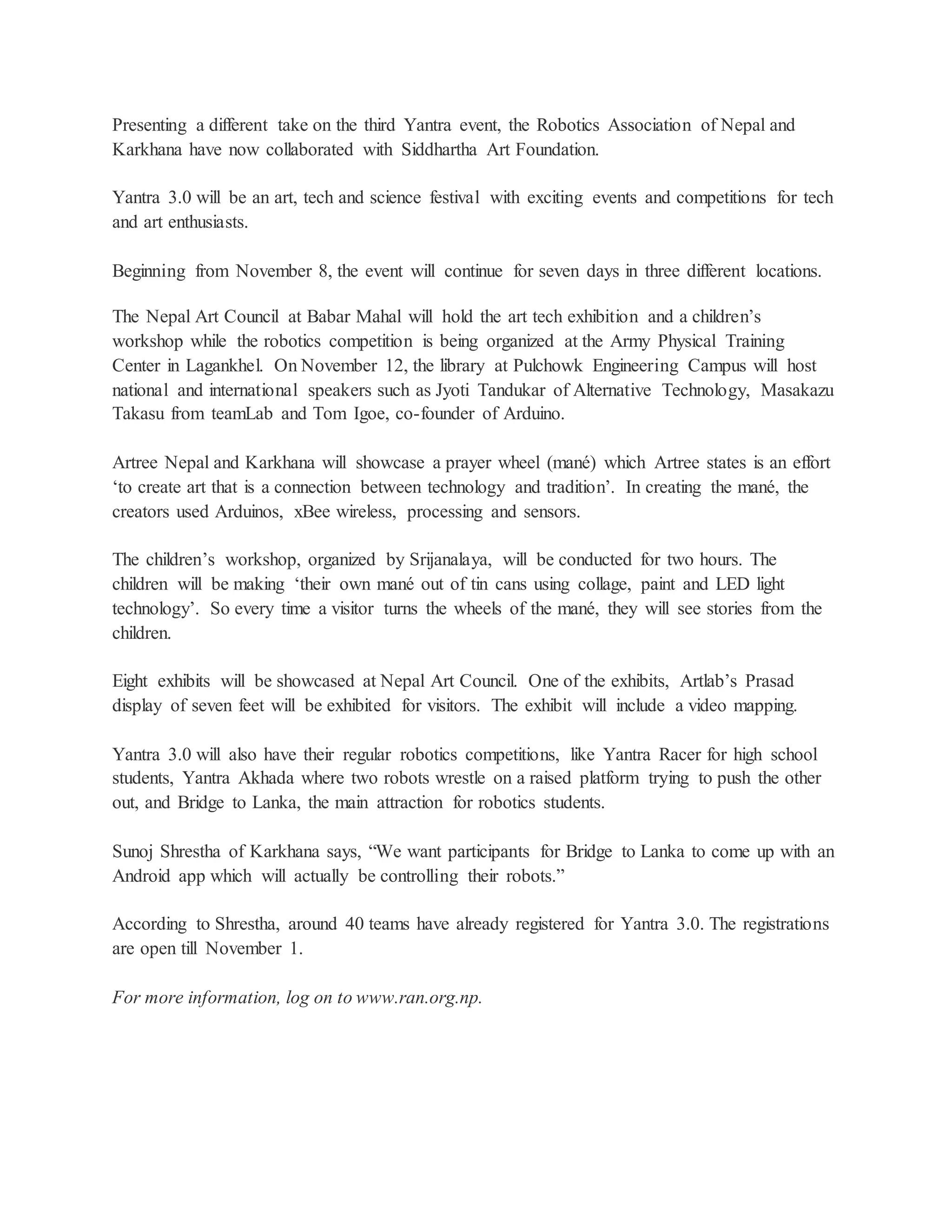 Yantra 3.0 connecting technology, art and science. | DOCX