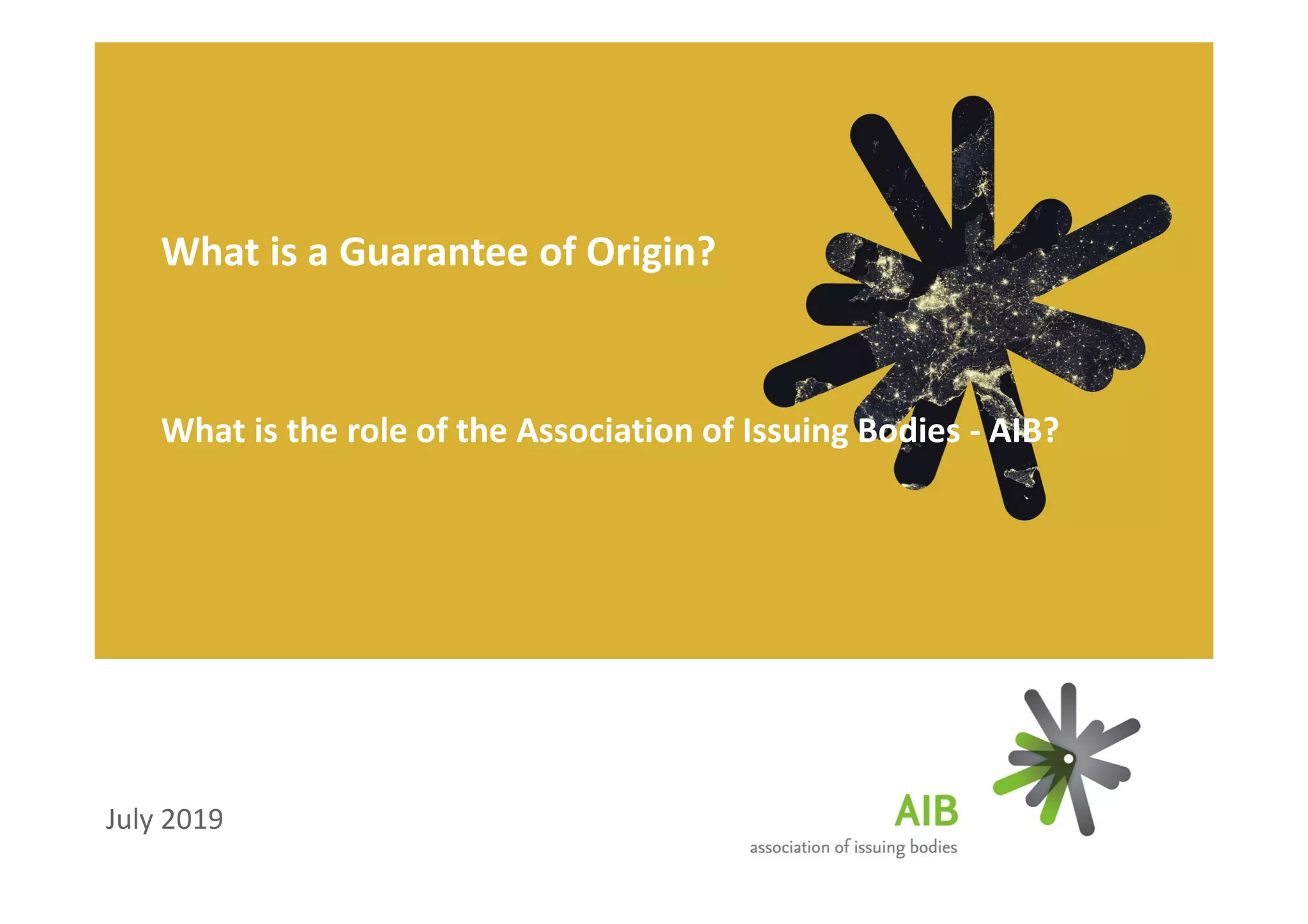 Presenting AIB and Guarantees of Origin July 2019 | PDF