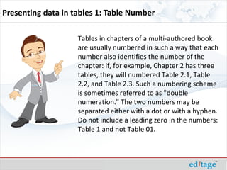 Presenting data in tables 1 table number | PPT | Technology & Computing