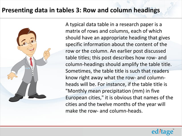 Presenting data in tables 3 row and column headings | PPT