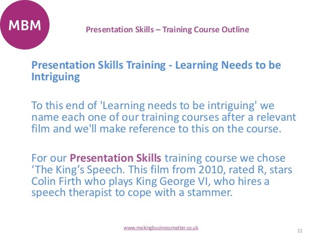 Presentation Skills Training Course Outline Presentation Skills Training Course Outline