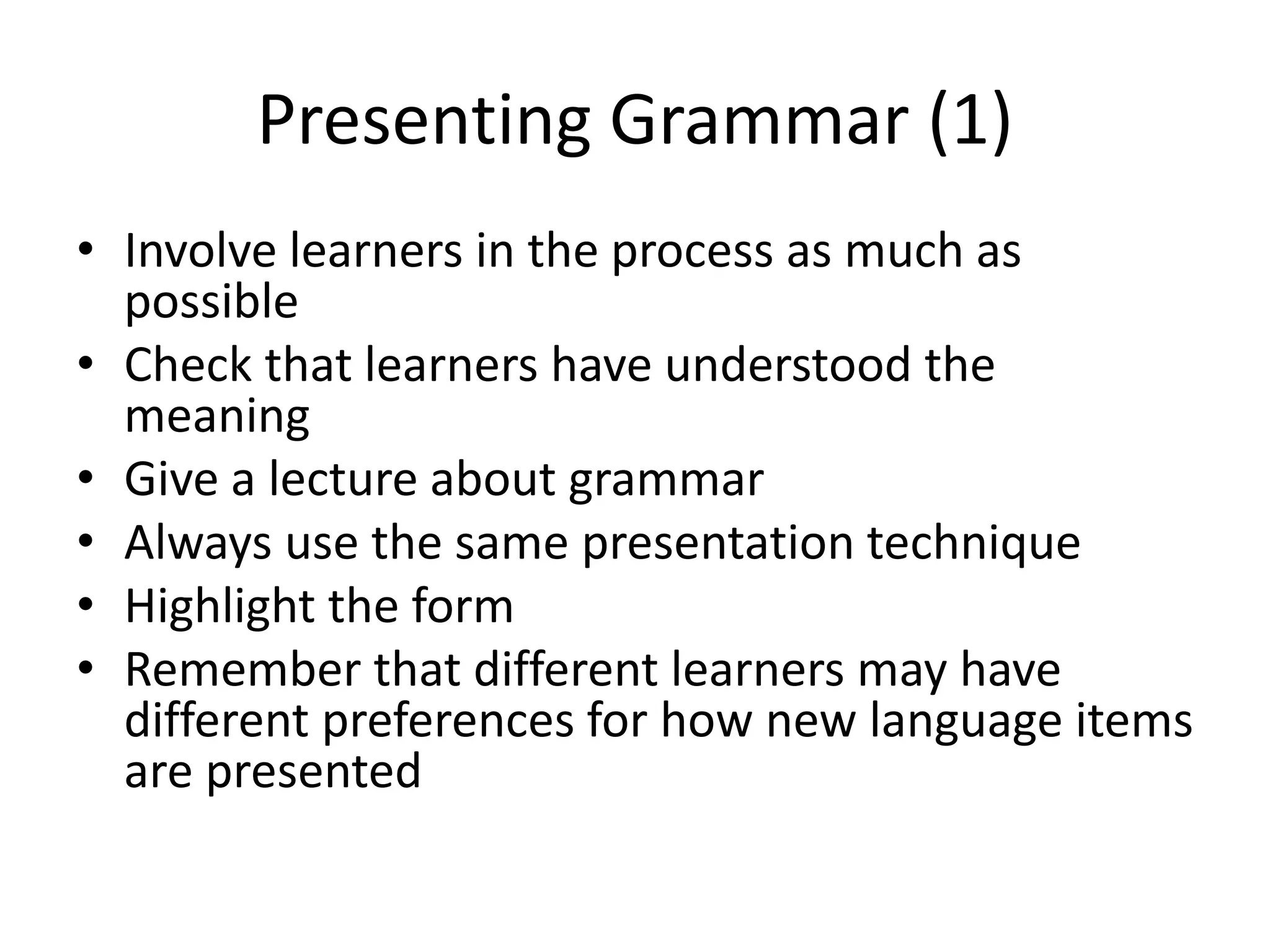Presenting & Practicing Grammar | PPTX