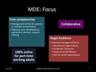 Presenting the MDE-UMUC/HBMeU cooperative programs | PPT