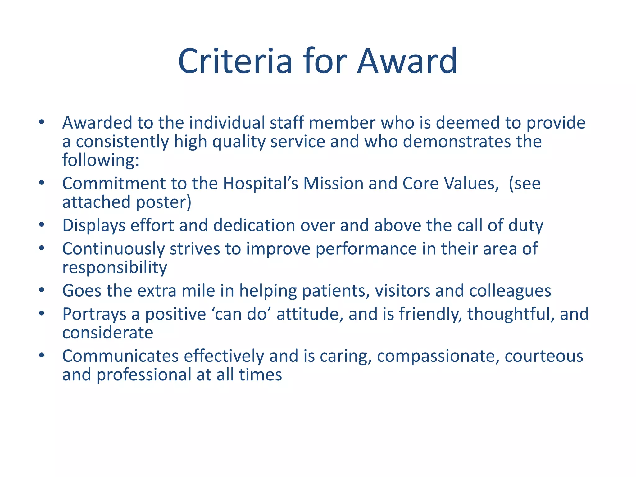 Presentation on Compassion Awards (From Acute Hospital Network Meeting ...