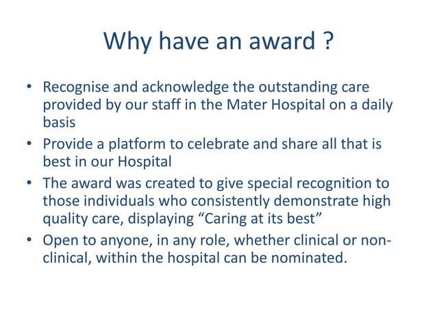 Presentation on Compassion Awards (From Acute Hospital Network Meeting ...