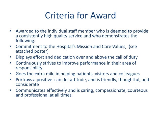Presentation on Compassion Awards (From Acute Hospital Network Meeting ...