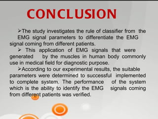PRESENTATION LAB DSP.Analysis & classification of EMG signal - DSP LAB | PPT