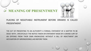 Presentment,negotiation,discharge | PPTX | Law