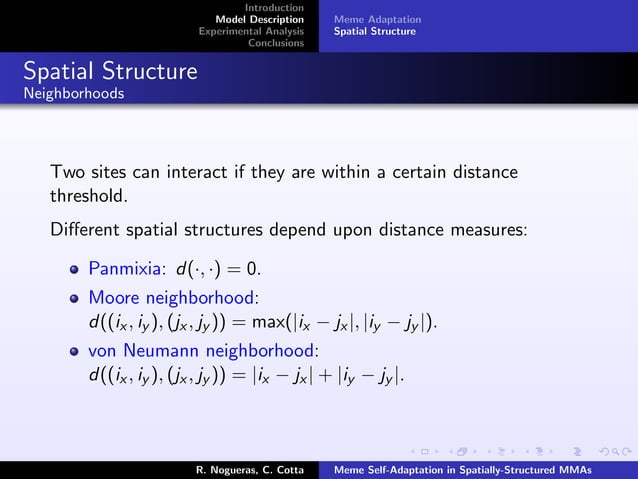 On Meme Self-Adaptation in Spatially-Structured Multimemetic Algorithms | PPT