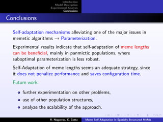 On Meme Self-Adaptation in Spatially-Structured Multimemetic Algorithms | PPT