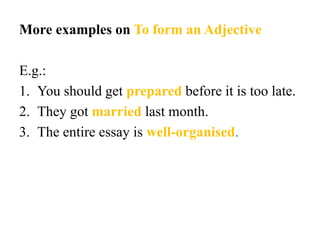 Present participle and past participle | PPTX