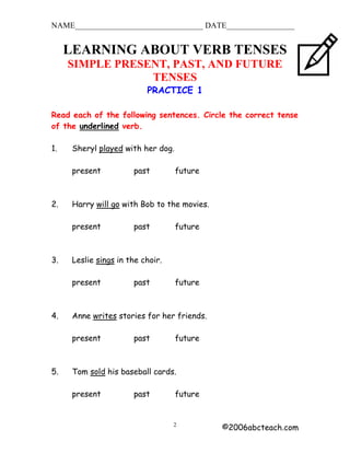 Past Present Future Worksheets