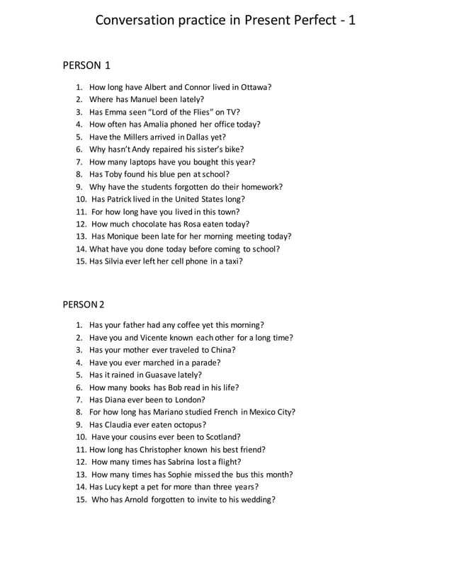 Present perfect 1 | DOCX