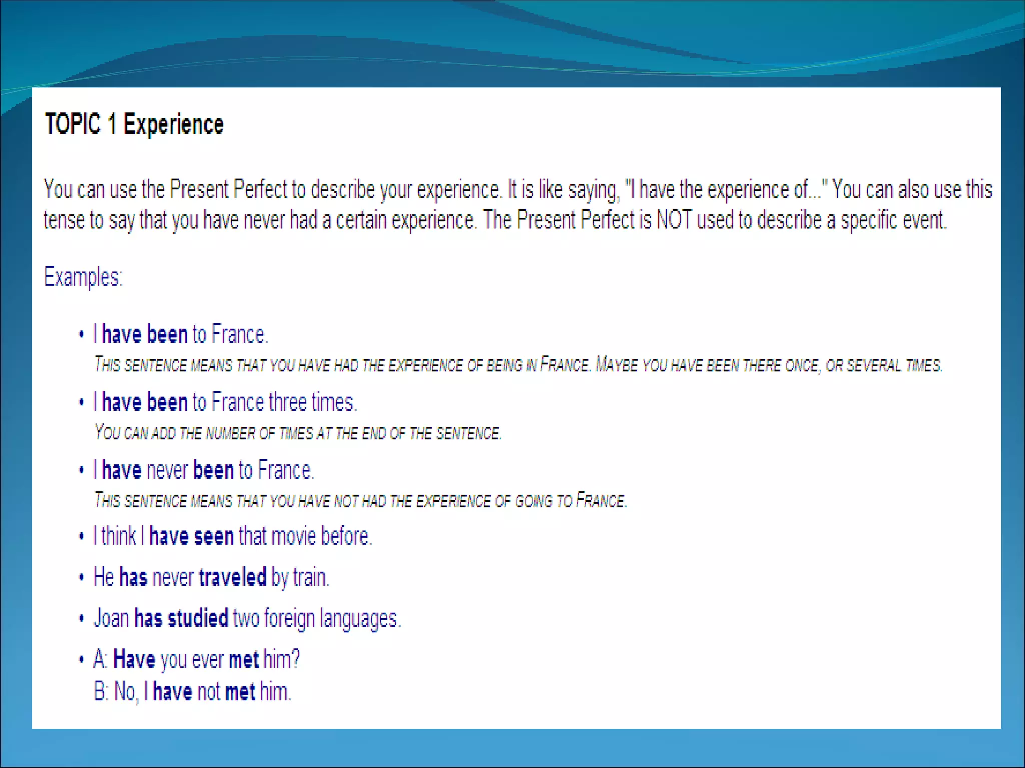 P resent perfect | PPT