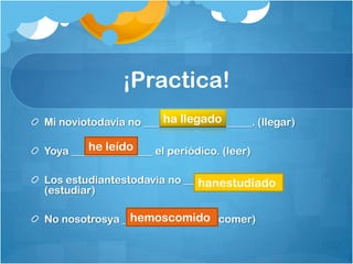 Spanish Present Perfect & Past Participles | PPTX