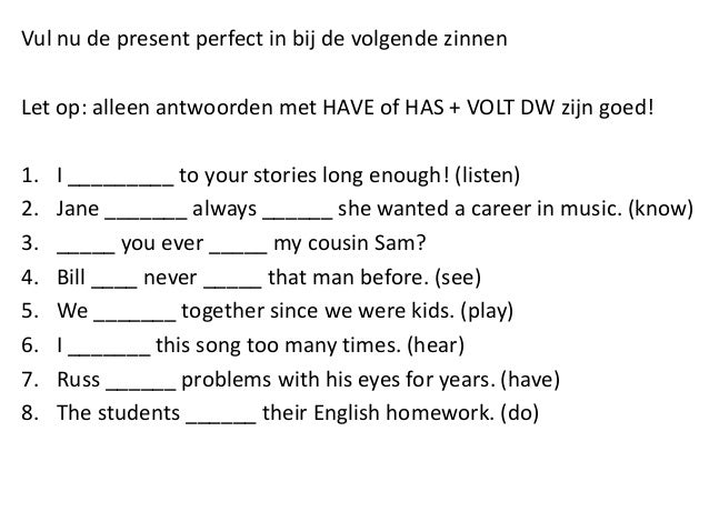 Present Perfect Oefenen present-perfect-oefenen
