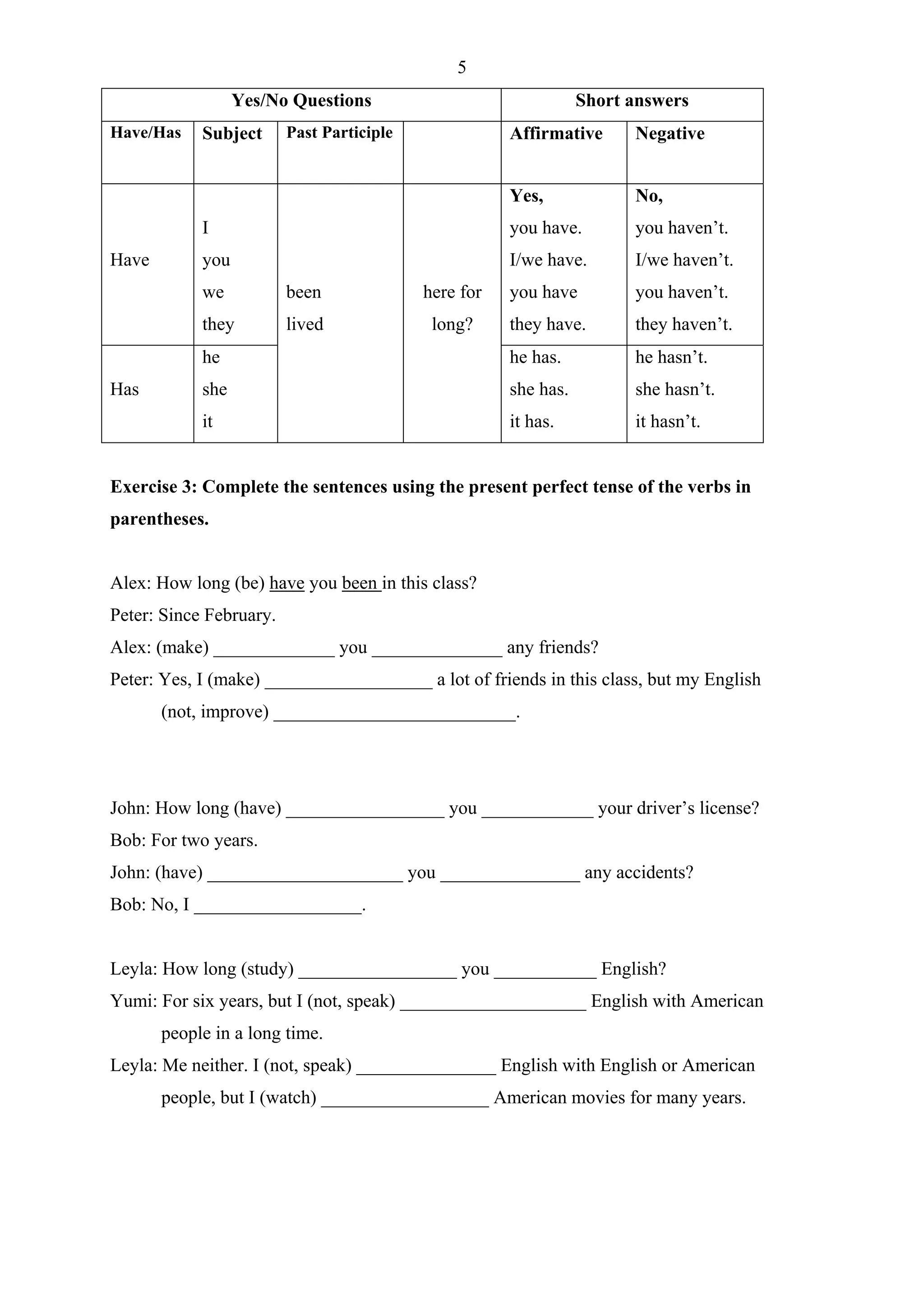 Present perfect | PDF