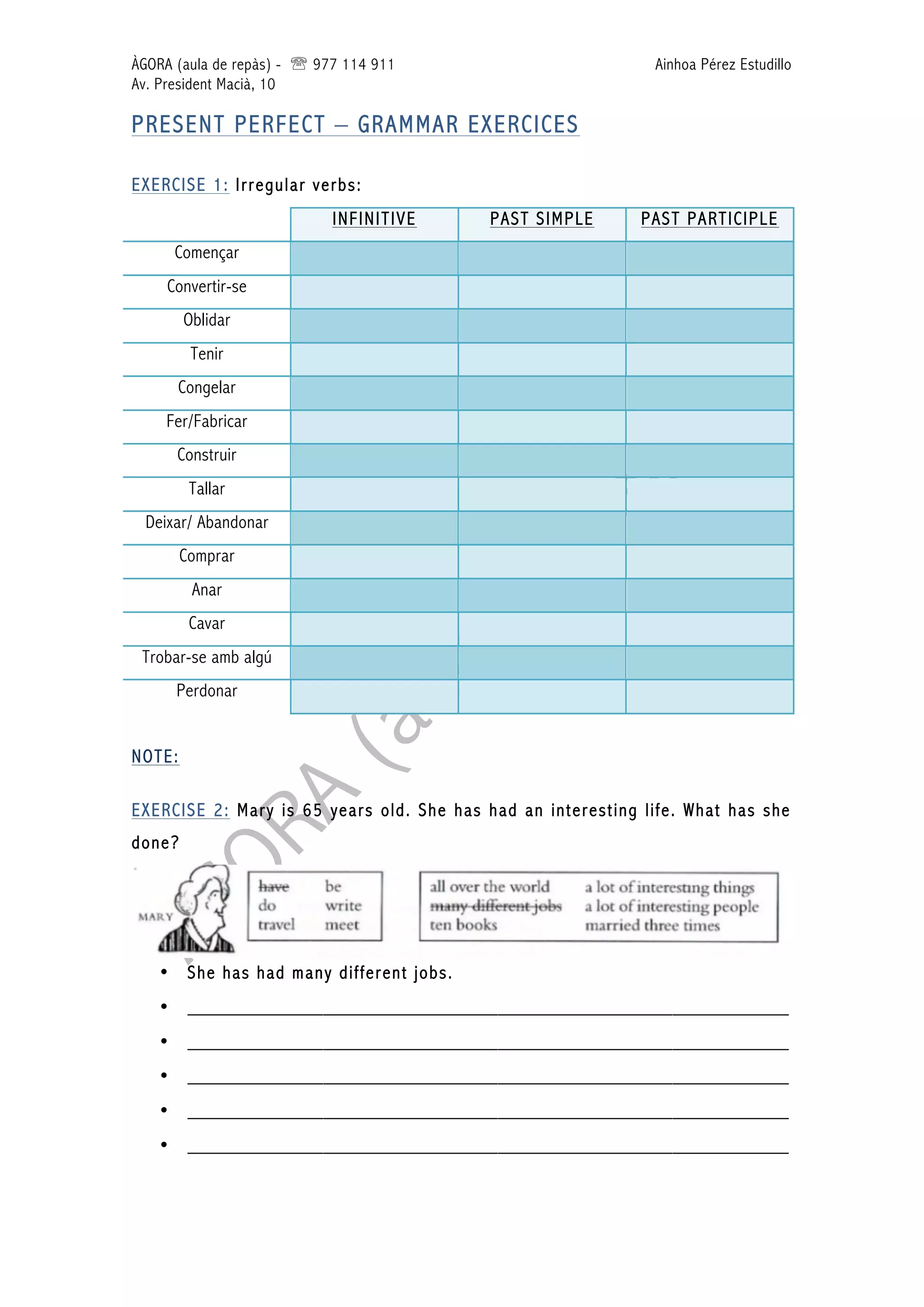 Present perfect - Exercises | PDF