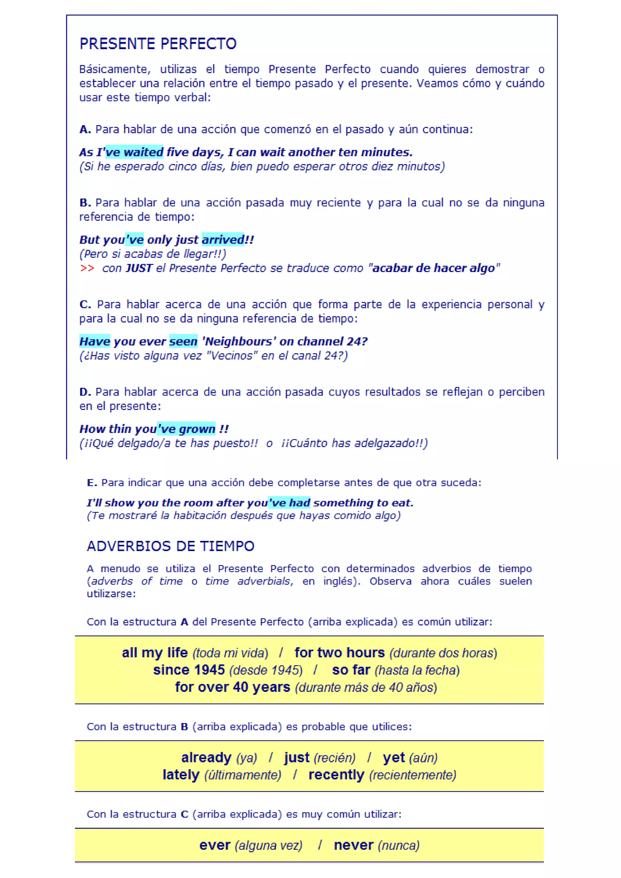 Present perfect explanation-co3 | PDF