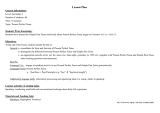 Present perfect | PDF | Homework and Study | Education