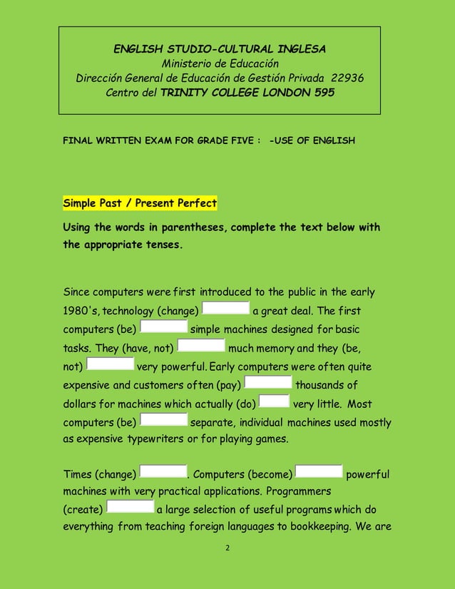 Present Perfect Tasks | DOCX