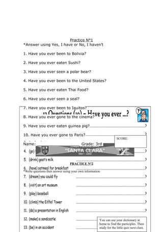 Present perfect activity 1 and 2 | DOC