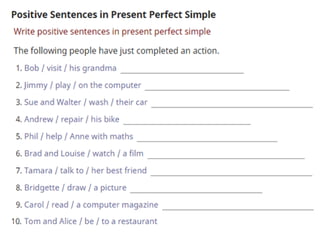 Present perfect (affirmative) class | PPT