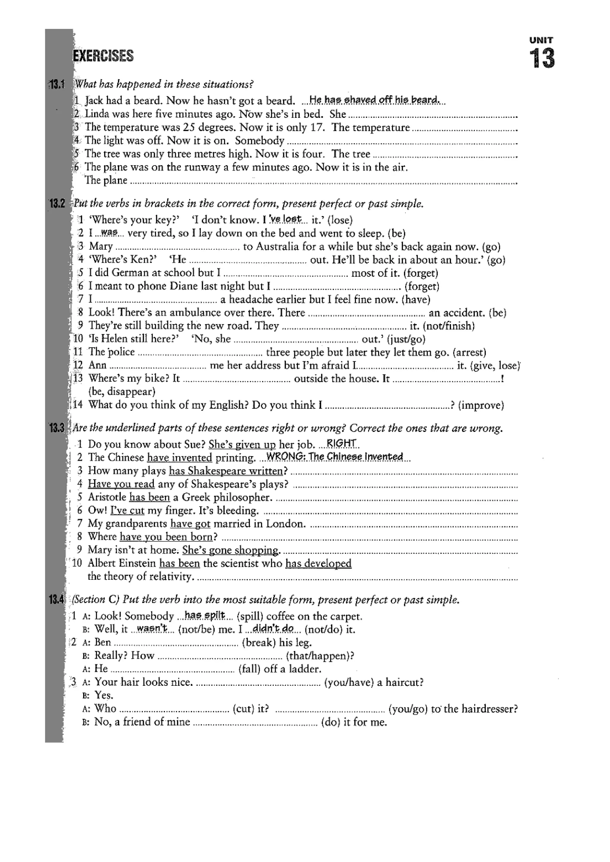 Present perfect and past simple (intermidiate) | PDF