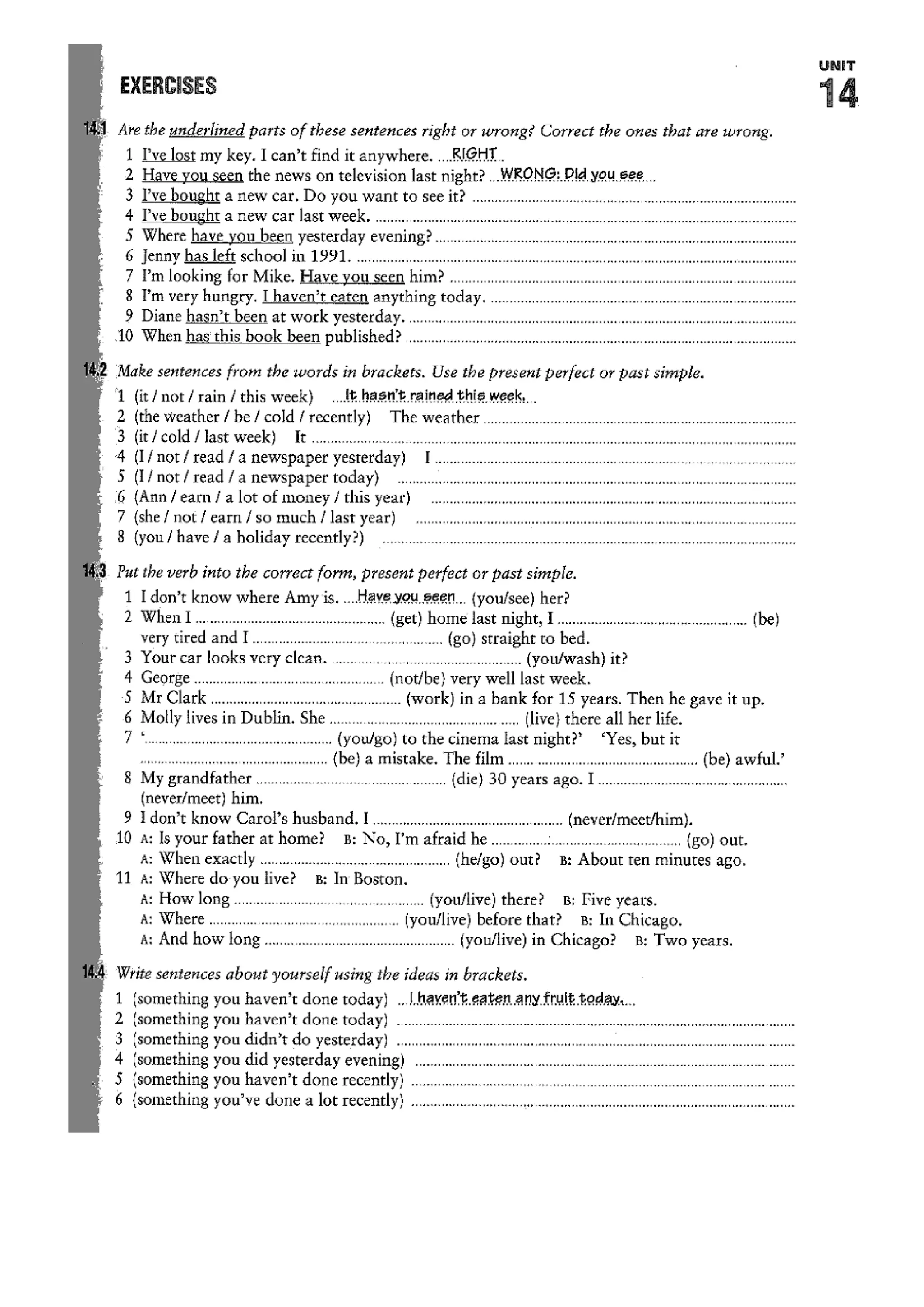 Present perfect and past simple (intermidiate) | PDF
