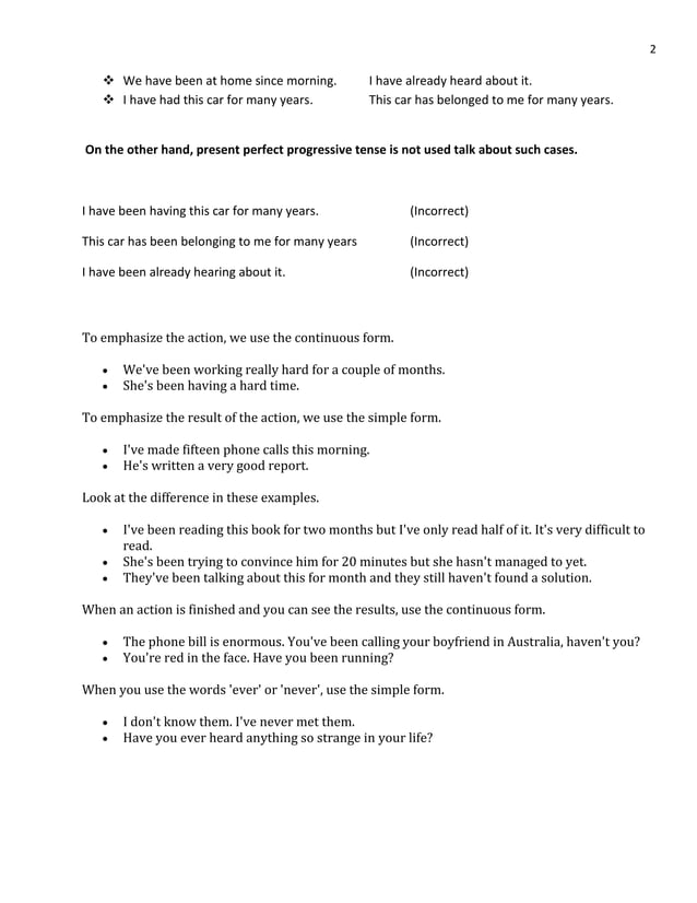 Present perfect and present perfect progressive | DOCX