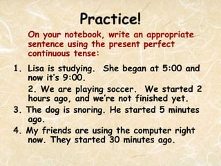 the present perfect continuous tense grammar presentation | PPT