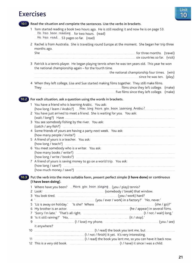 Present perfect continuous 2 ( intermediate) | PDF