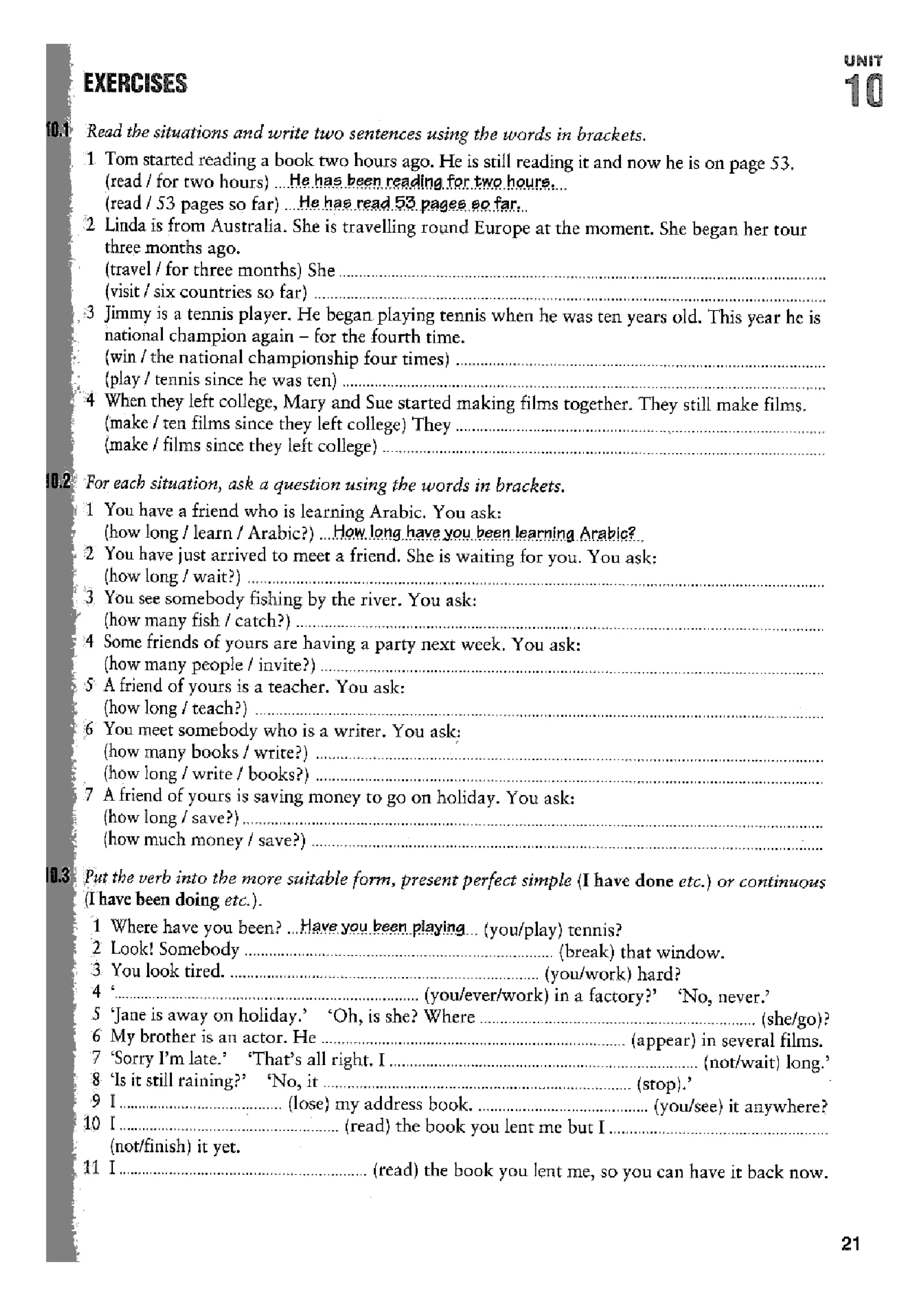 Present perfect continuous an simple (intermidiate) | PDF