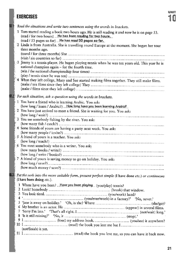 Present perfect continuous an simple (intermidiate) | PDF