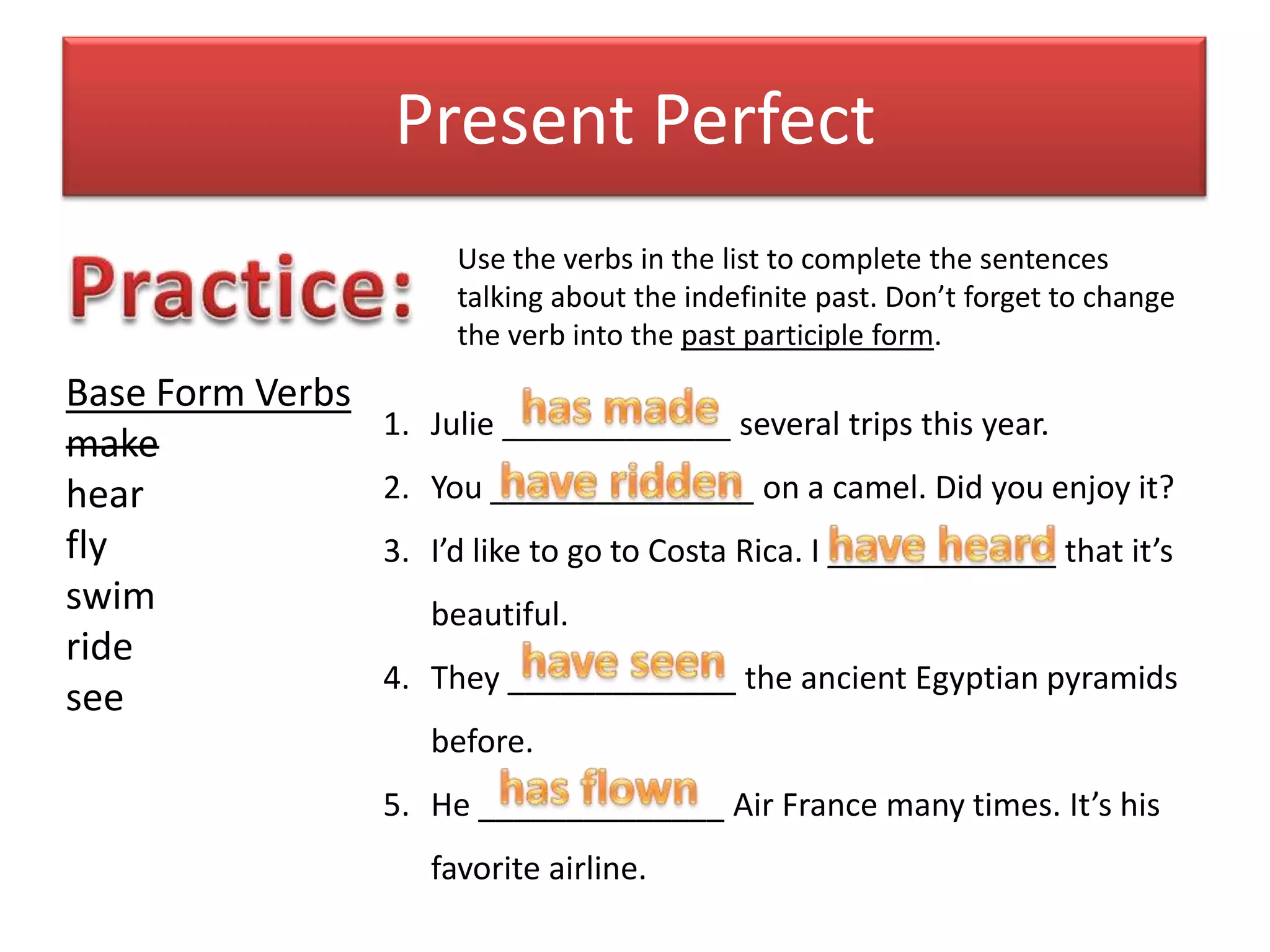 Present Perfect Indefinite Past | PPTX