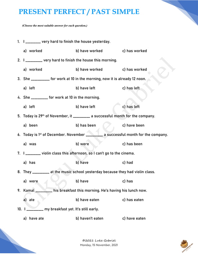 Present perfect - Past simple | PDF | Food & Drink
