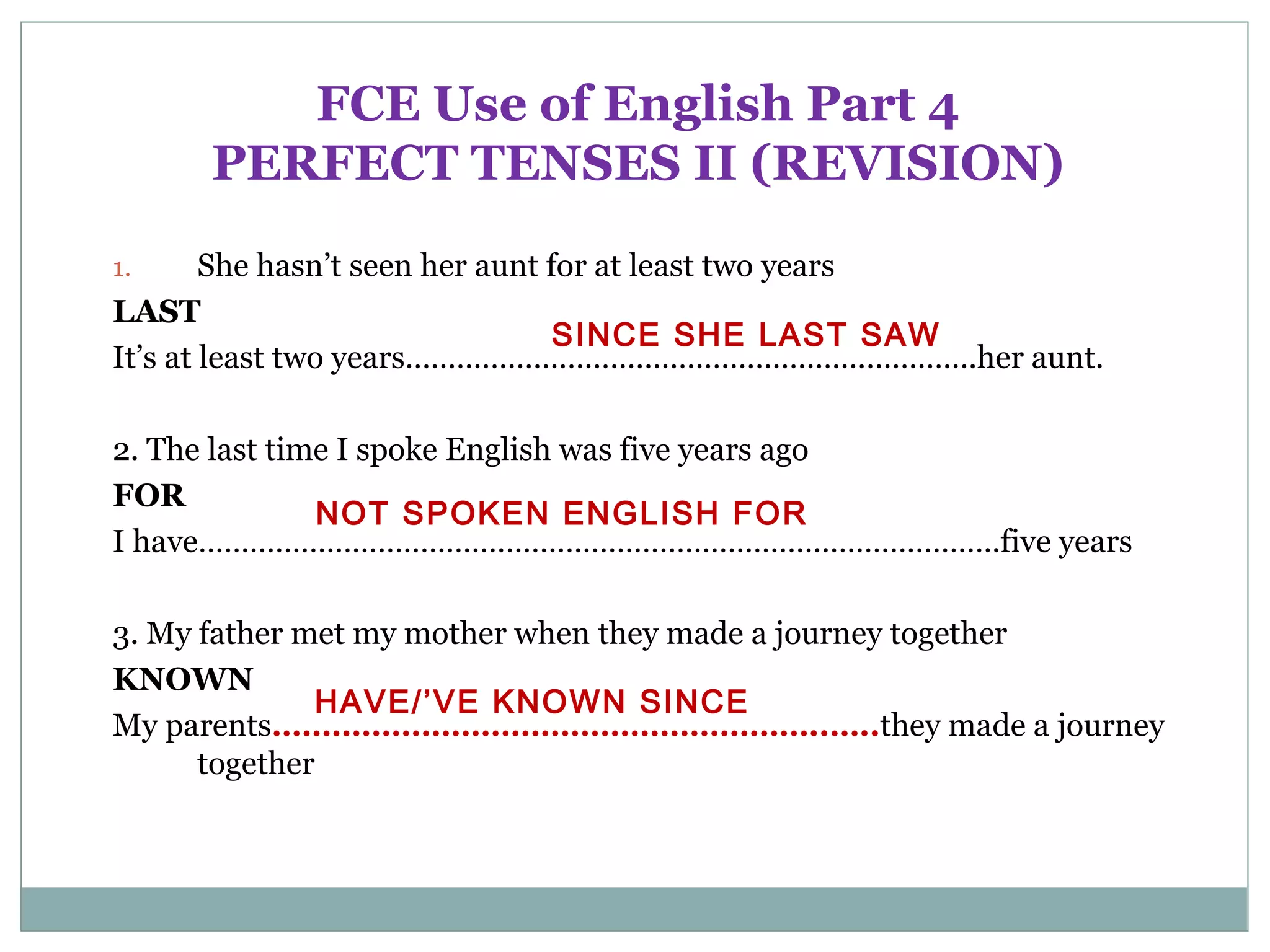 PRESENT PERFECT FOR F.C.E. | PPT