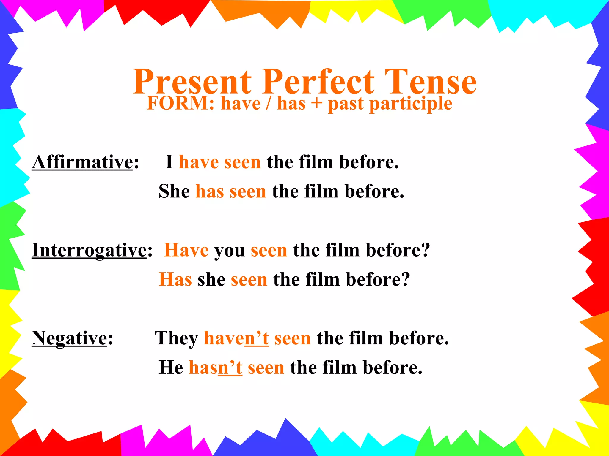 Present perfect rules | PPT