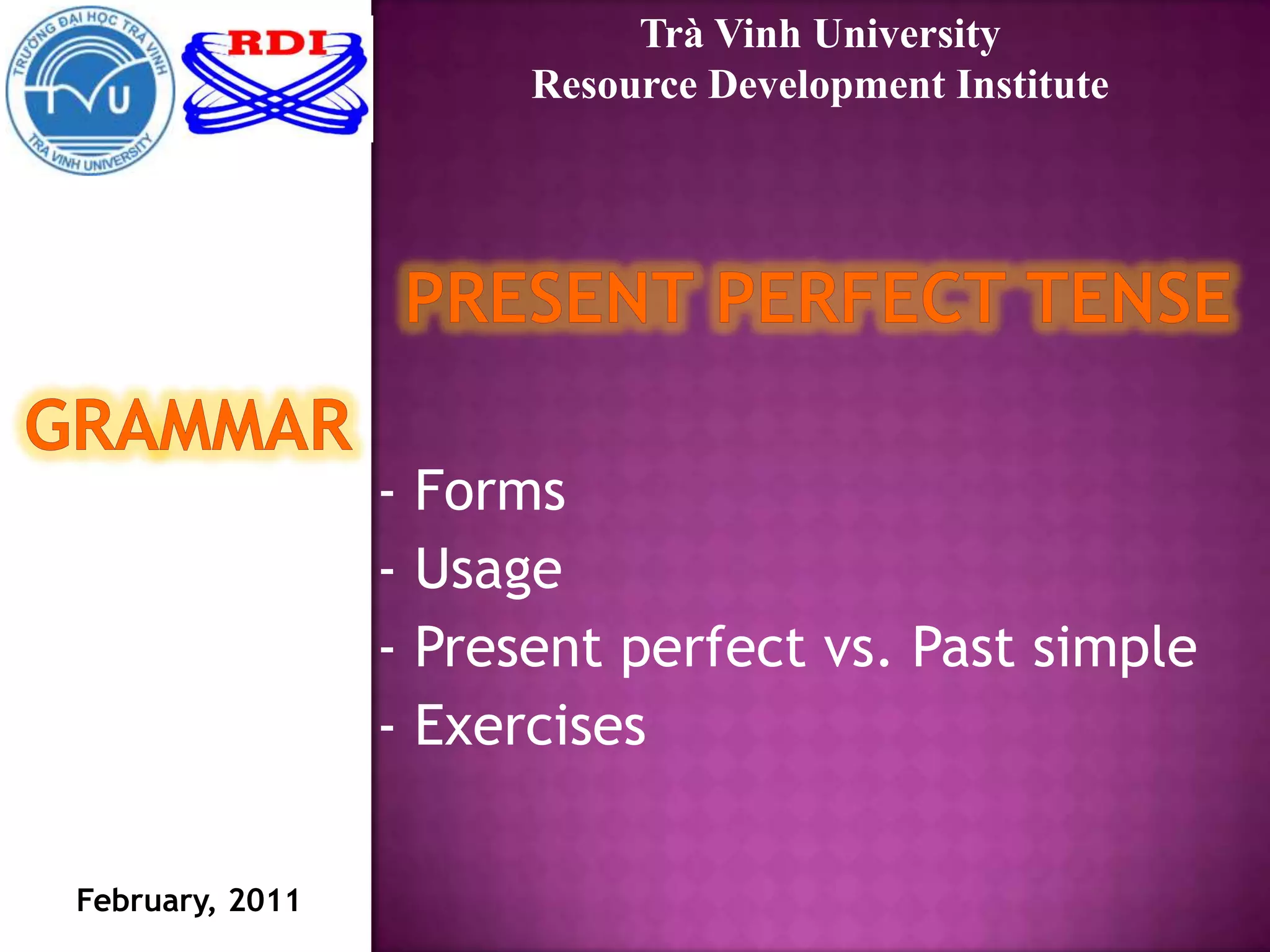 Present perfect tense | PPTX