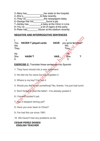 PRESENT PERFECT TENSE | DOC